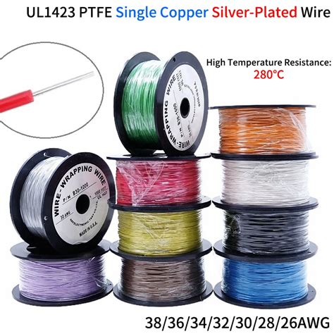 5m20m Ptfe 실버 도금 구리선 383634302826 Awg 마이크로 파인 Ul1423 고온 전자 Diy