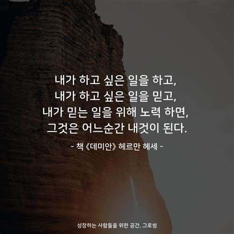 내가 하고 싶은 일을 하고 내가 하고 싶은 일을 믿고 내가 믿는 일을 위해 노력 하면 그것은 어느순간 내것이 된다 책