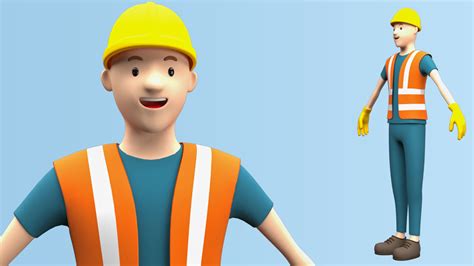 Cartoon Male Worker 3d Model Turbosquid 2171442