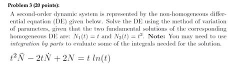 Solved Problem 3 20 Points A Second Order Dynamic System