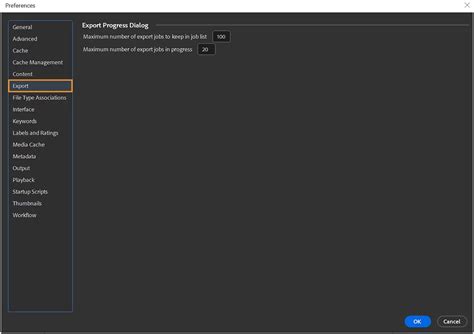 export panel