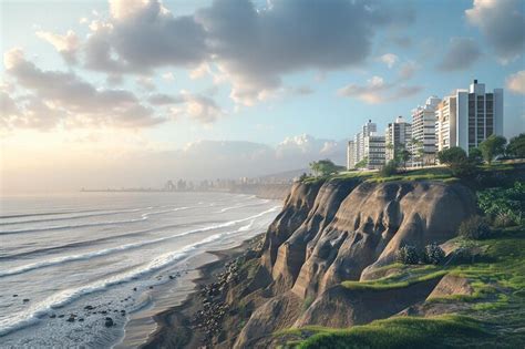 Lima Miraflores Cliffs Premium Ai Generated Image