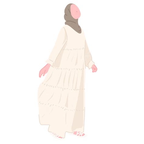 Cute Women Cartoon Vector Hd Png Images White Dress Hijab Cute Women