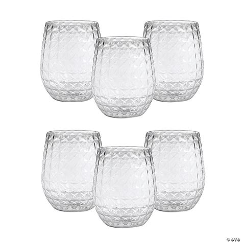 3 34 Bulk 48 Pctriangular Patterned Reusable Plastic Stemless Wine