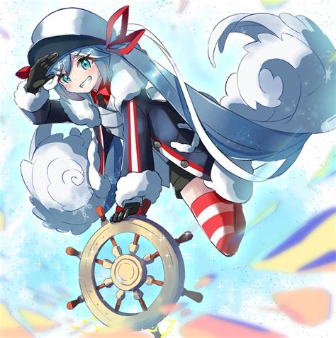 初音ミク 雪ミク 「ソシャゲっぽい2022雪ミクさん初音ミク 」笹の葉のイラスト