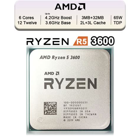 AMD Ryzen 5 3600 R5 3600 Processor 3 6 GHz 32M Cache Six Core Twelve Threads 7NM 65W 100