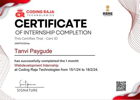 tanvi paygude on linkedin webdevelopment internshipcompletion