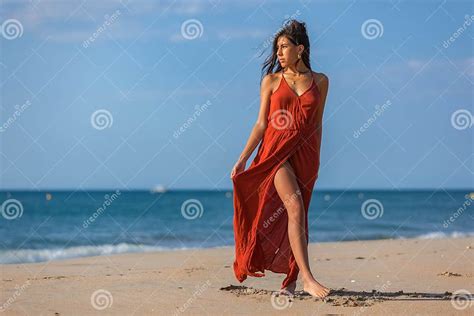 Young Woman On The Sand Of The Beach Stock Image Image Of Feel