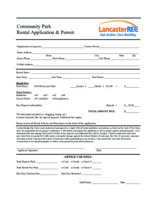 Fillable Online Park Reservation Application Forms Lower Allen