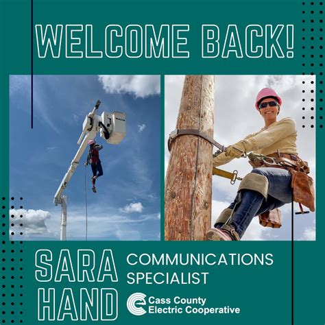 📣 Welcome Back Sara Cass County Electric Cooperative Facebook