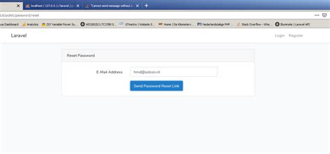 php cannot send message without a sender address in password reset