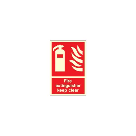 Photoluminescent Fire Extinguisher Keep Clear Sign Safety Signs