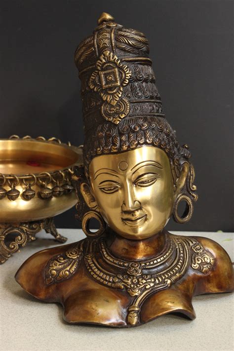 Brass Parvati Bust 12 Brass Statue Hindu Goddess Etsy