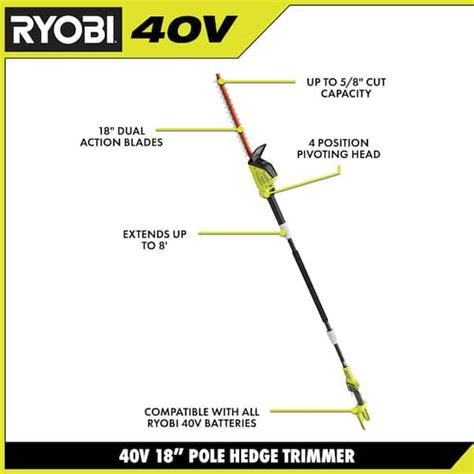 Buy 40v 18 In Cordless Battery Pole Hedge Trimmer With 20 Ah Battery