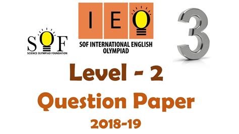 Ieo English Olympiad Class 3 Level 2 Solved Question Paper 2018 19