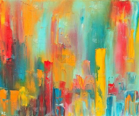 抽象艺术背景绿松石橙红珊瑚蓝绿色