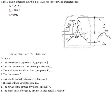 Solved 1the 3 Phase Generator Shown In Fig 1616 Has The