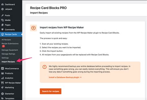 importing recipes from other plugins documentation recipe card blocks