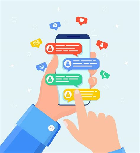 Hand Holds Smartphone Online Chat Messages Text Notification On Mobile