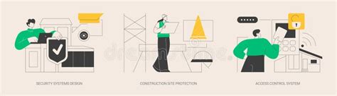Construction Security Services Abstract Concept Vector Illustrations Stock Vector