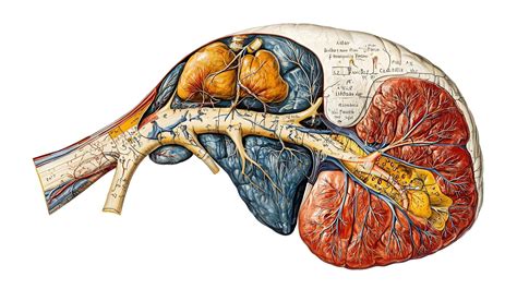 Detailed Diagram Of Human Liver Anatomy On Clean White Background