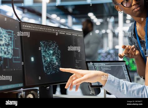 Close Up Of Manager Supervising Admin Using Computer In Data Center Office Integrating Ai