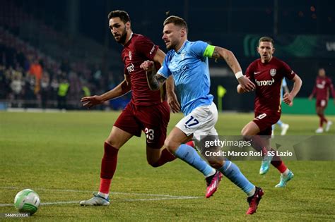 Ciro Immobile Of Ss Lazio Competes For The Ball Wirh Denis Kolinger