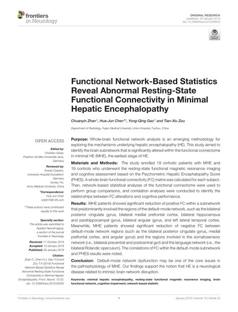 Pdf Functional Network Based Statistics Reveal Abnormal Resting State