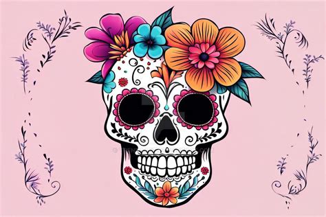 Floral Sugar Skull Art For Commercial Use By Trendaart On Deviantart