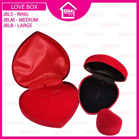 [gmrack] Love Shaped Red Velvet Flocking Jewel Box Ring Necklace Loket Bracelet Etc