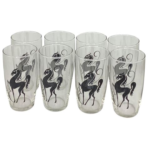 Set Of 6 Vintage Card Suit Highball Glasses For Sale At 1stdibs