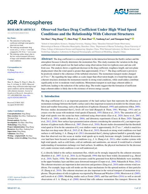 Observed Surface Drag Coefficient Under High Wind Speed Conditions And The Relationship With