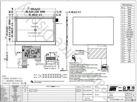 43 43 Inch Spi Interface Automotive Wide Temperature 480x272 Resolution St7282 Lt7680b R Ips