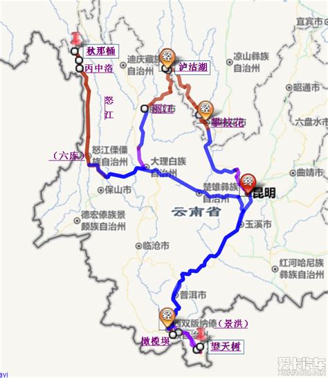 云南自驾游最美线路图 云南自驾大环线 环云南自驾游路线图 大山谷图库