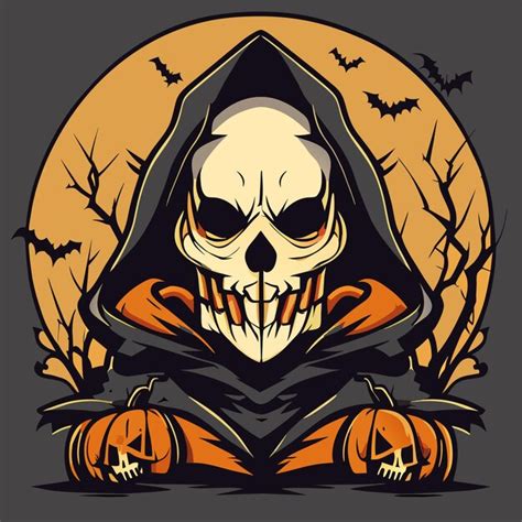Dood Halloween Stoner Schedel Hand Getekende Cartoon Sticker Pictogram
