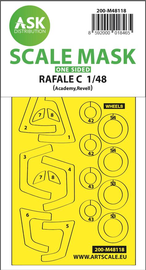 Art Scale Kit 200 M48118 Masking Set Dassault Rafale C Canopy An
