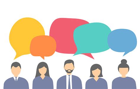 화려한 대화 연설 거품을 가진 사업가와 사업가 사람들의 대화와 사회적 토론 흰색 배경에 평면 디자인 개념 벡터 일러스트레이션에서 소셜 네트워크 채팅 공동체에 대한 스톡 벡터