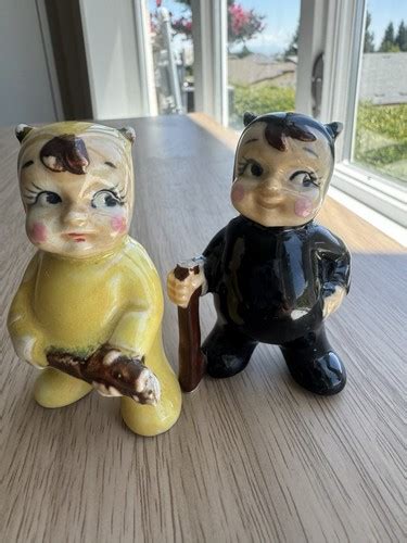 Vintage Pixie Elves Devil Japan Miniature Figurine Ceramic Set Of 2 Rare Read Ebay