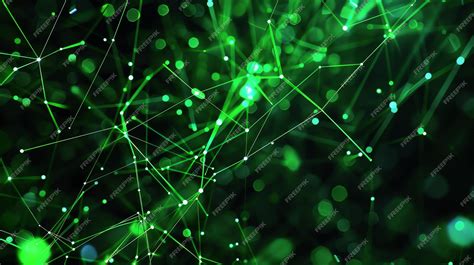 Premium Photo Glowing Green Neural Network Abstract Futuristic