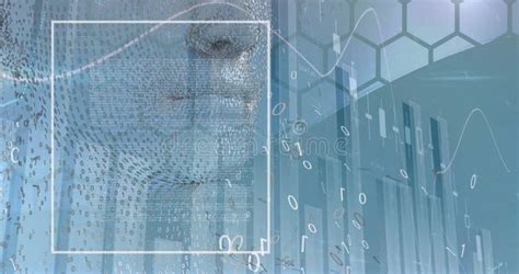 Image Of Graph Binary Code Midsection Of Digital Human Low Angle