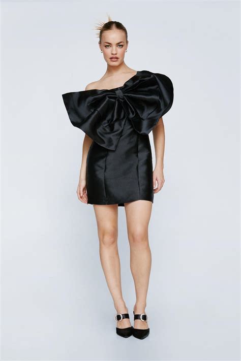 Satin Bow Mini Cocktail Dress Nasty Gal