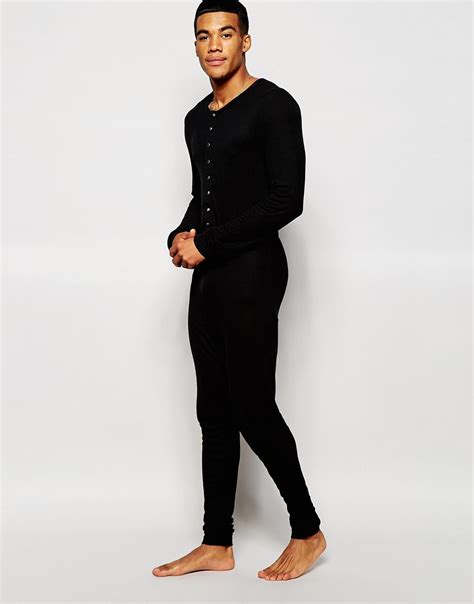 Lyst Asos Loungewear Muscle Onesie In Rib Fabric In Black For Men