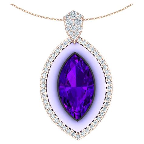 4 Carat Amethyst And Diamond Rose Gold Pendant Luxury Amethyst