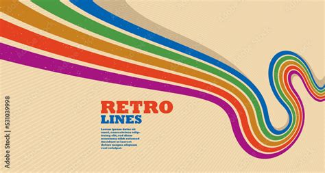Retro Style Abstract Background With Curve Lines In All Colors Of Rainbow 3d Dimensional