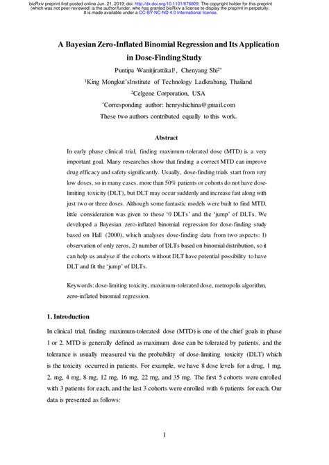 Pdf A Bayesian Zero Inflated Binomial Regression And Its Application
