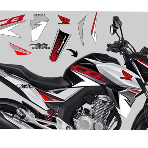 Kit Adesivos Para Honda Cb 250 Twister 2022 Moto Vermelha Escorrega O