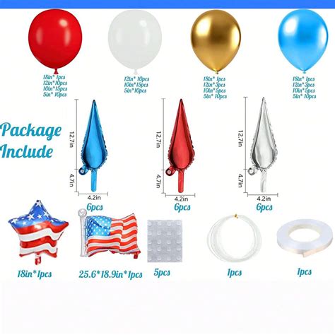 129 יחידות ערכת זר בלון אדום לבן וכחול עם בלוני זהב בלון נייר כסף דגל ארהב לוותיקים ימיים יום