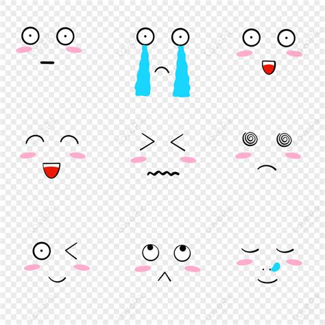 Hand Drawn Linear Cartoon Face Expressions Smile Expression Sleeping
