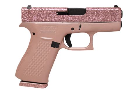 Glock 43x 9mm Pistol With Rose Gold Glitter Slide And Colored Frame