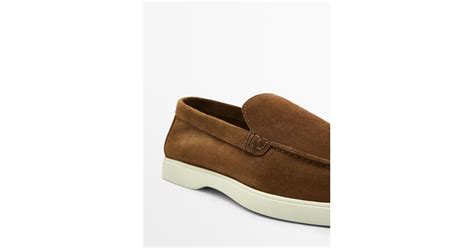 Massimo Dutti Tan Split Suede Loafers In Brown For Men Lyst